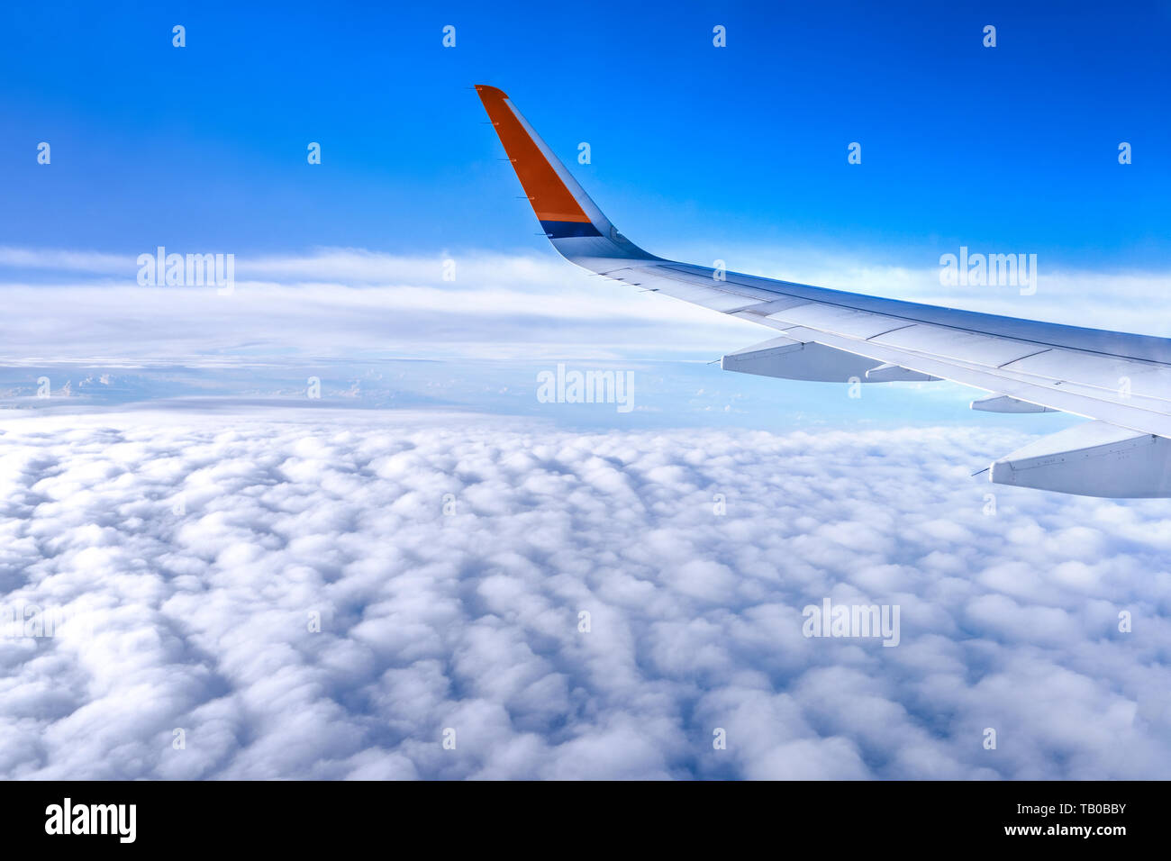Bussiness and travel concept. Aerial view through window inside ...