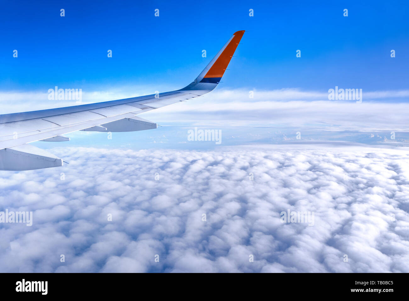 Bussiness and travel concept. Aerial view through window inside ...