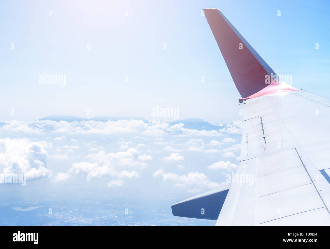 Bussiness and travel concept. Aerial view through window inside ...