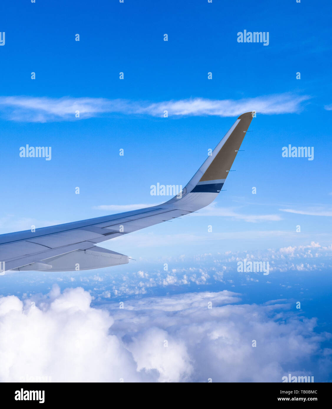 Bussiness and travel concept. Aerial view through window inside ...