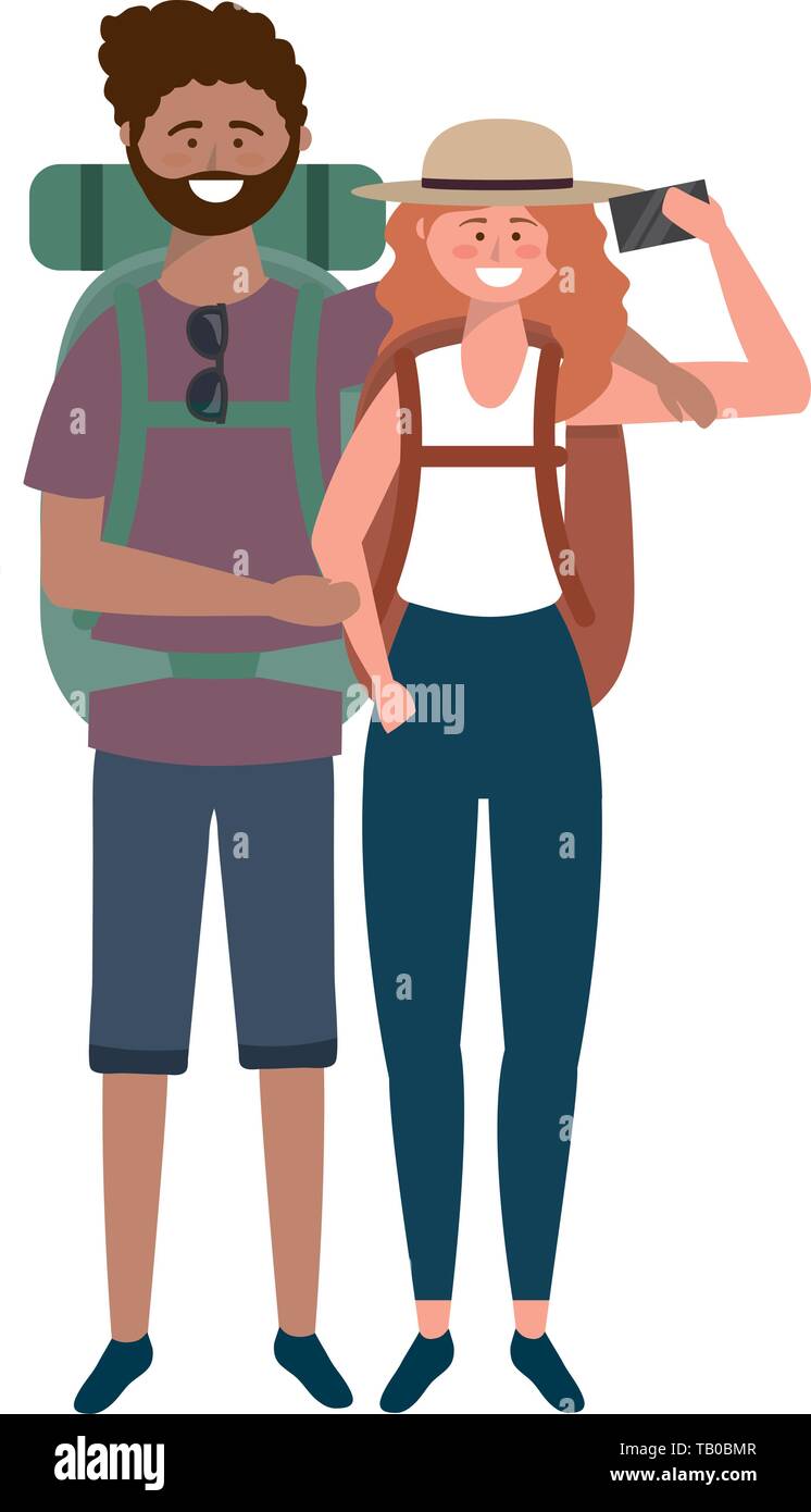 Tourist boy and girl cartoons design, Travel trip vacation tourism and ...