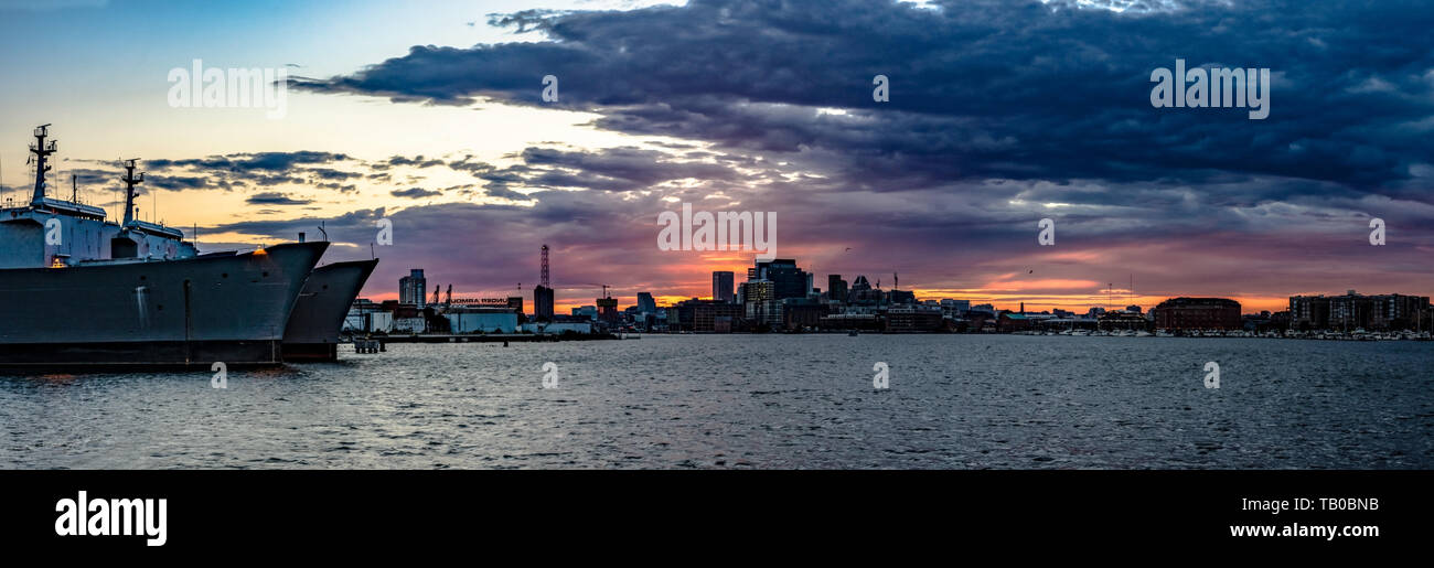 Baltimore, Maryland, USA - July 8, 2017: Panoramic view of the Inner ...