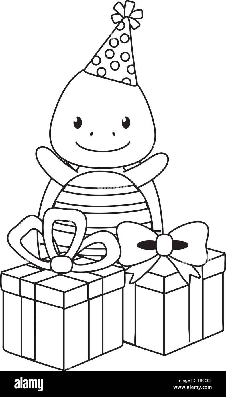 Turtle cartoon design, Animal happy birthday celebration decoration and ...