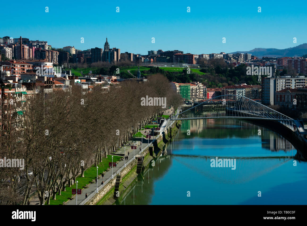 Bilbao, Spain. February 13, 2019. Aerial view of Bilbao City, the ...