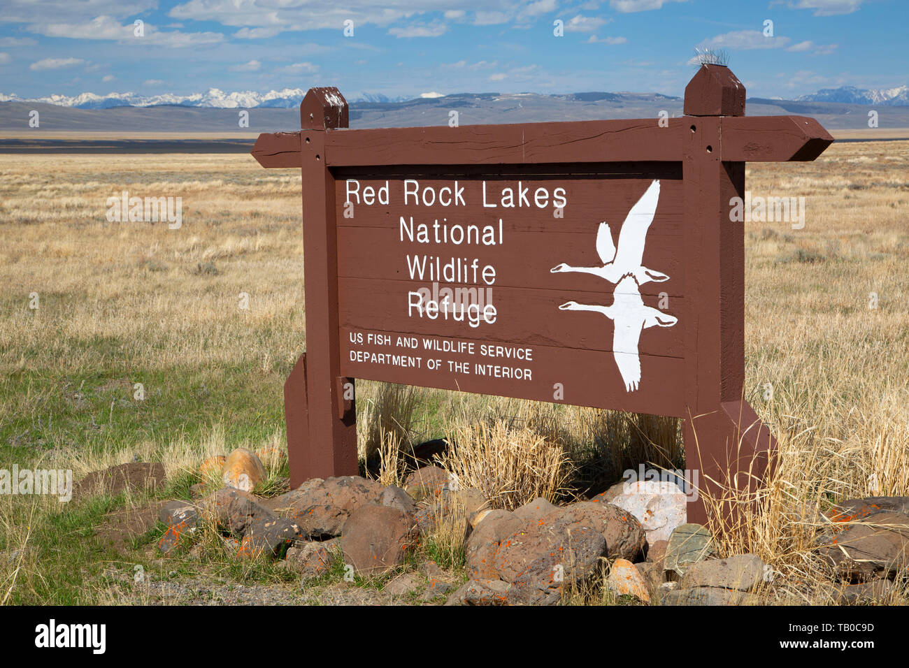 Entrance sign, Red Rock Lakes National Wildlife Refuge, Montana Stock ...