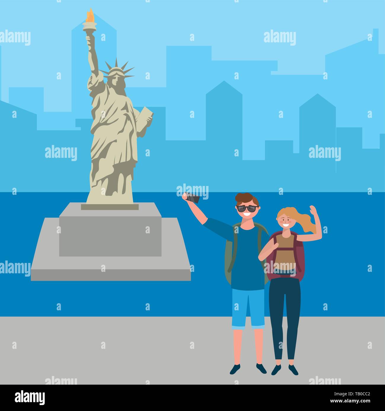 Statue of Liberty in New York design, Travel trip vacation tourism and ...