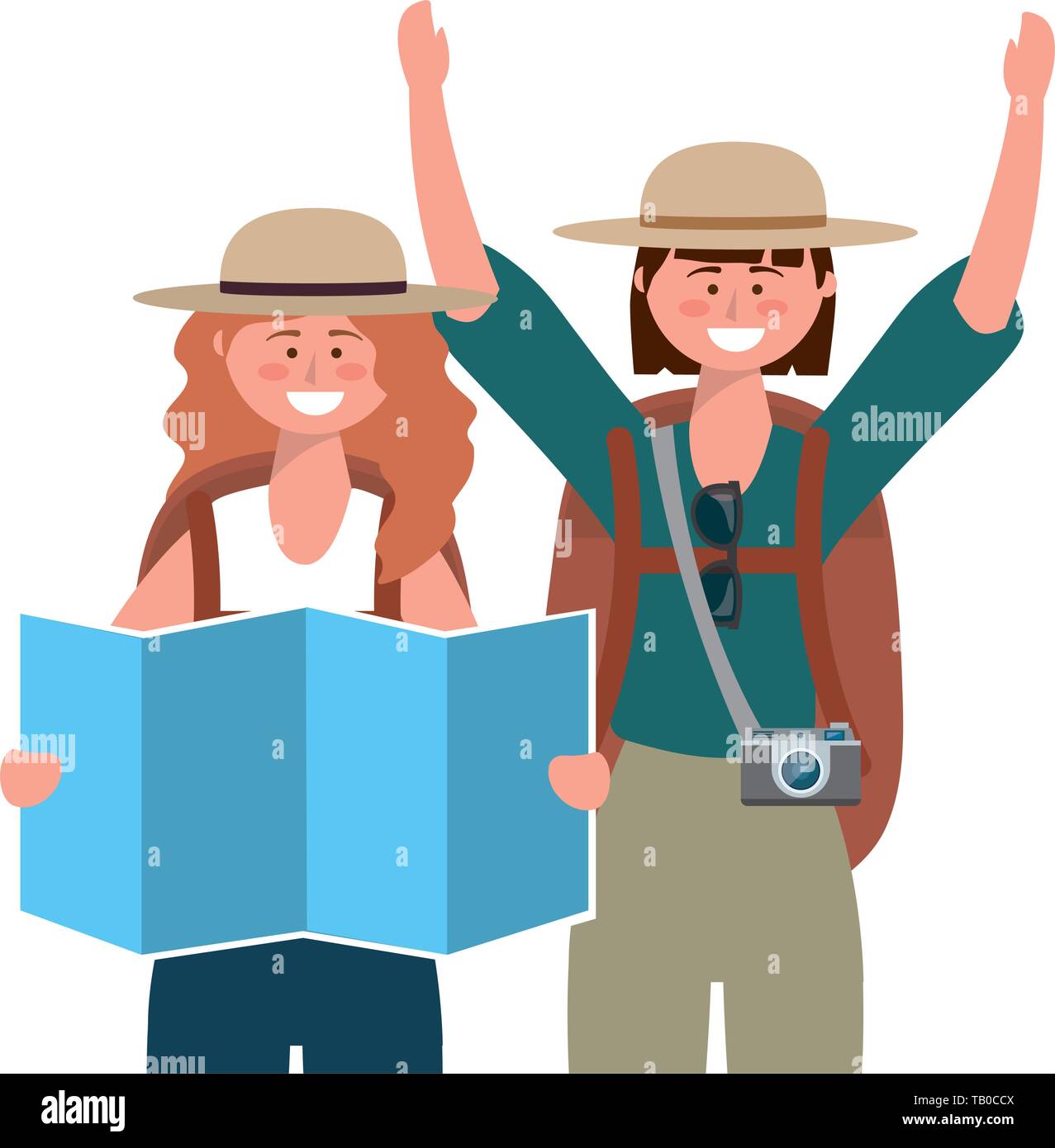 Tourist girls cartoon design, Travel trip vacation tourism and journey ...