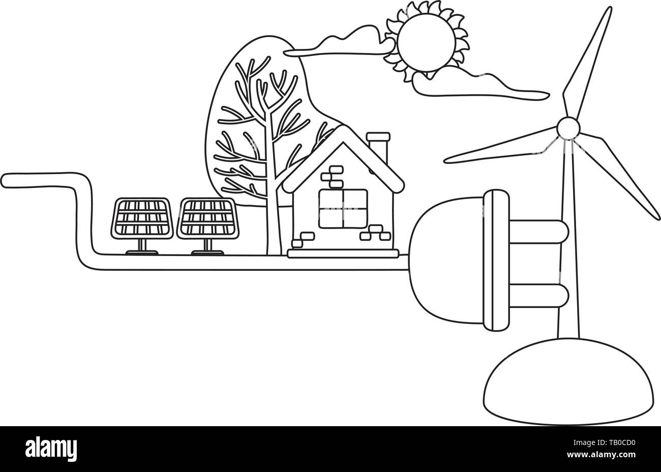 Wind mill and icon set design, Save energy power eco sustainable and ...