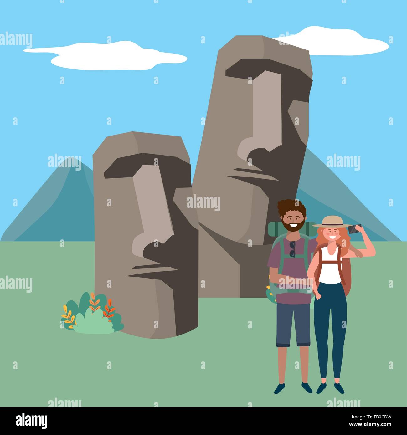 Moai statue landmark design, Travel trip vacation tourism and journey ...