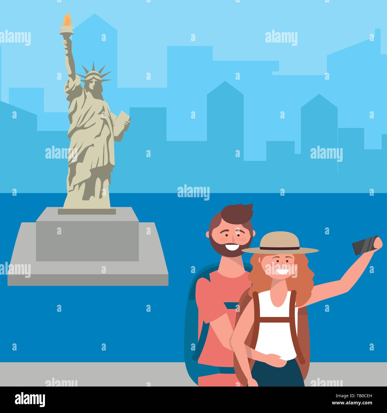 Statue of Liberty in New York design, Travel trip vacation tourism and ...