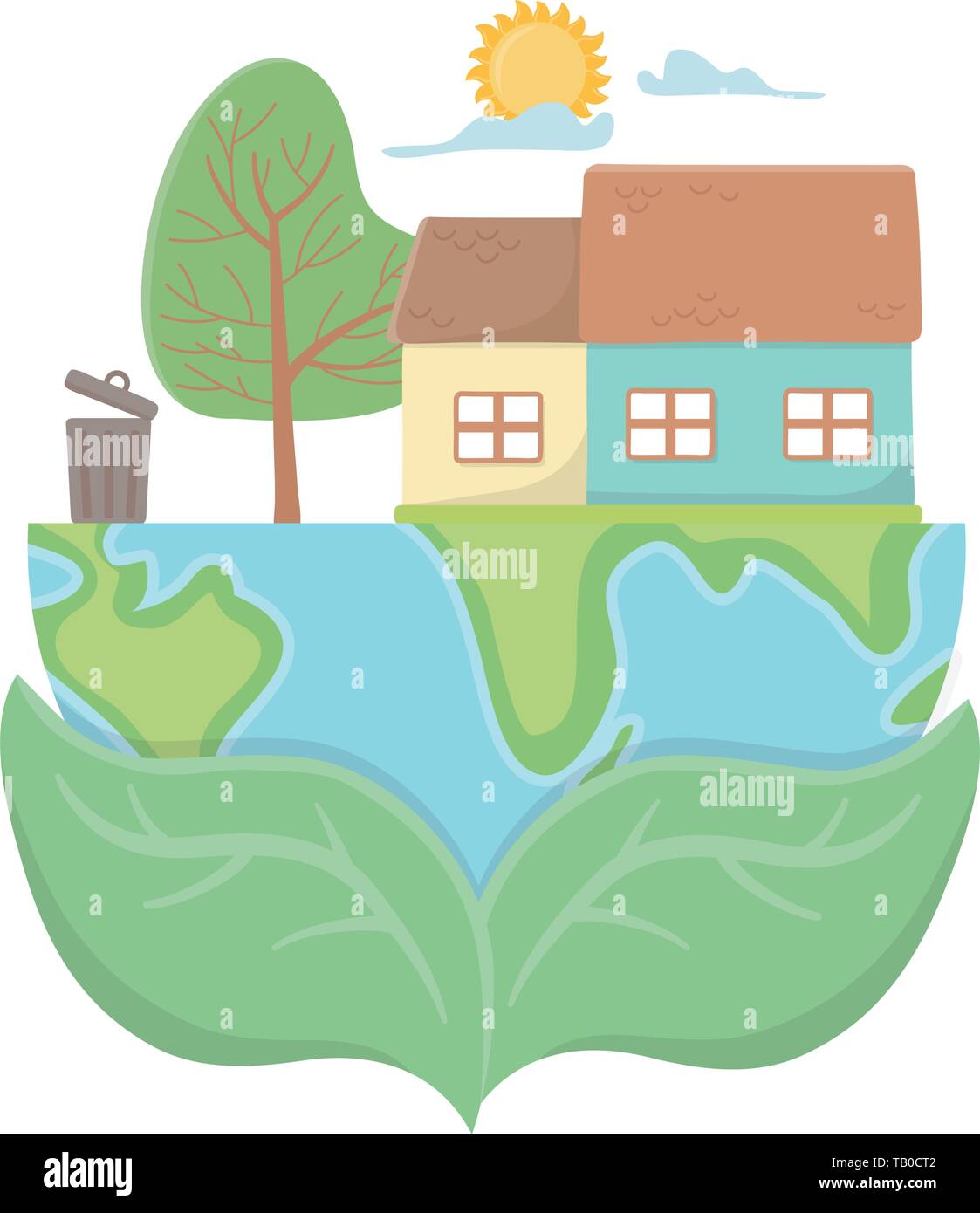 City and icon set design, Eco city save planet think green and recycle ...