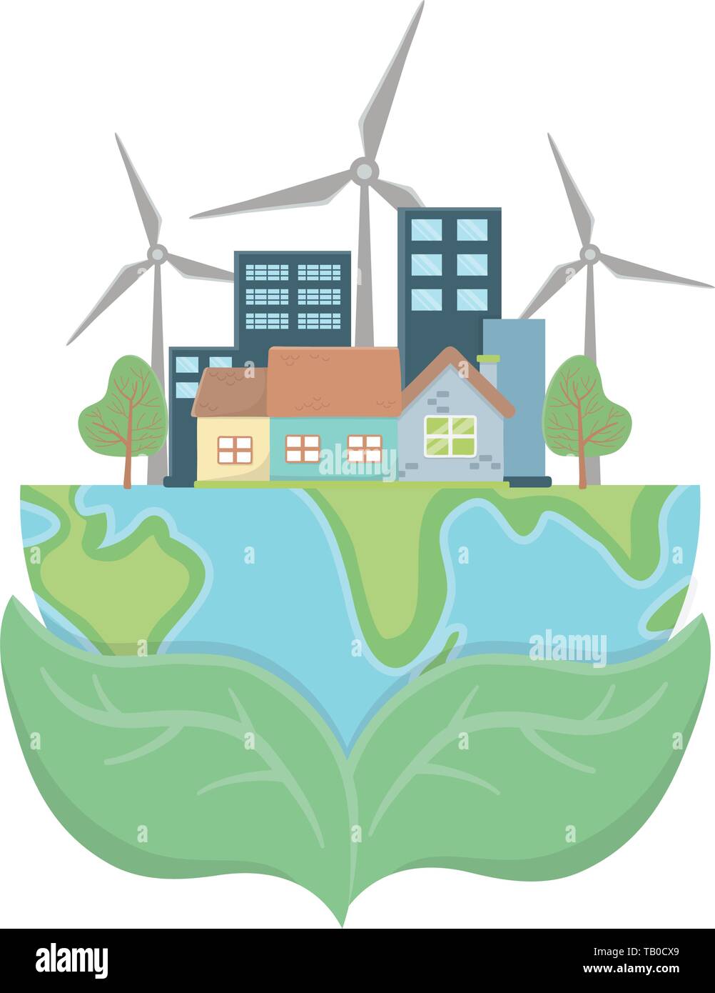 City and icon set design, Eco city save planet think green and recycle ...