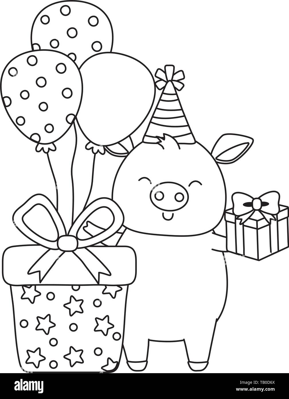 Pig theme birthday party Stock Vector Images - Alamy