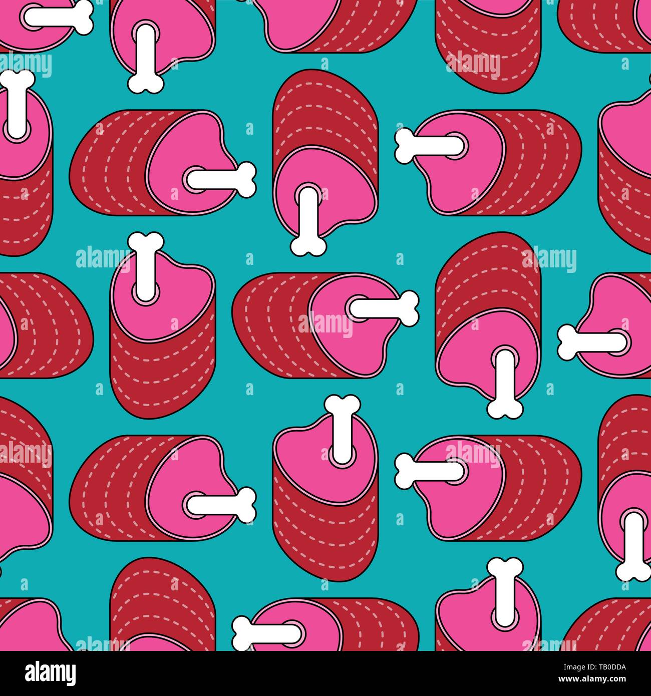 Pork Ham Pattern Seamless Bone Meat Background Stock Vector Image
