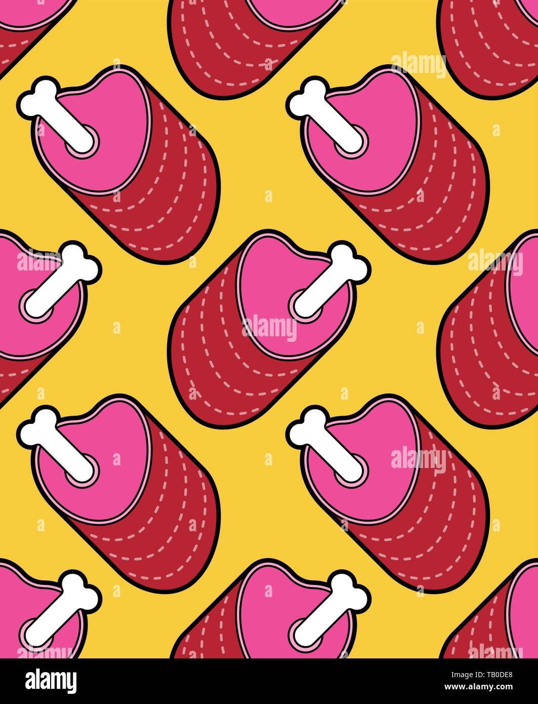 Pork Ham Pattern Seamless Bone Meat Background Stock Vector Image