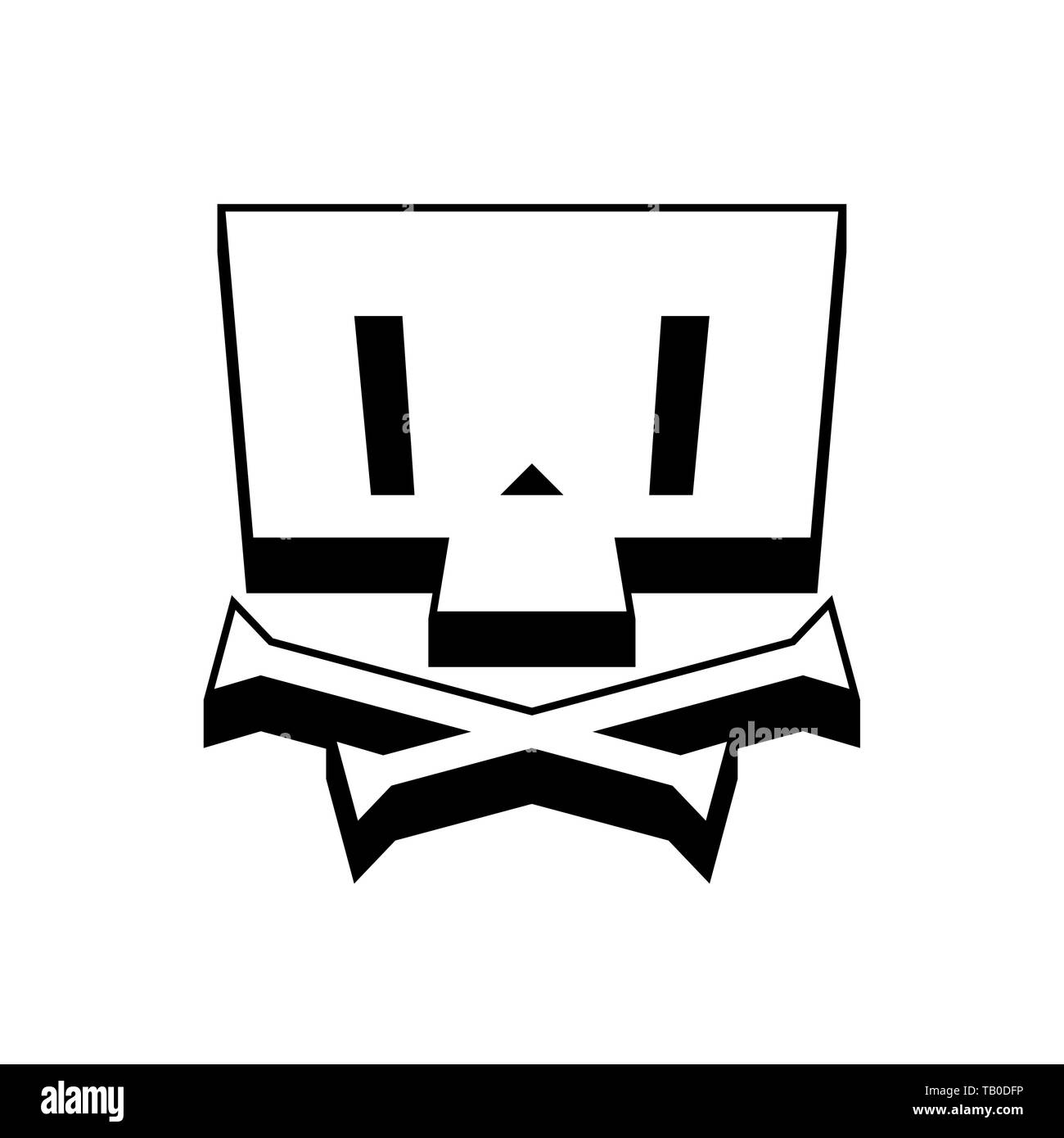 Square skull and bones isolated. Vector illustration Stock Vector Image ...