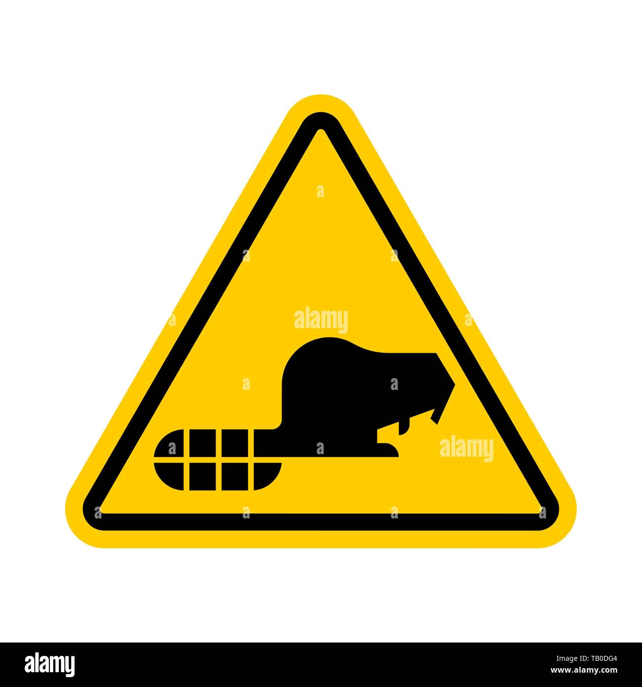 Attention Beaver. Warning yellow road sign. Caution River rodent Stock ...