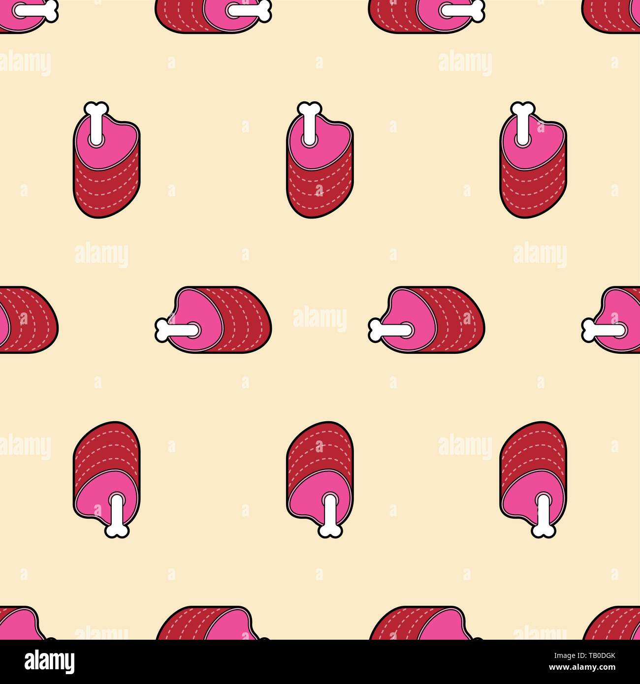 Pork ham pattern seamless. Bone meat background Stock Vector Image ...