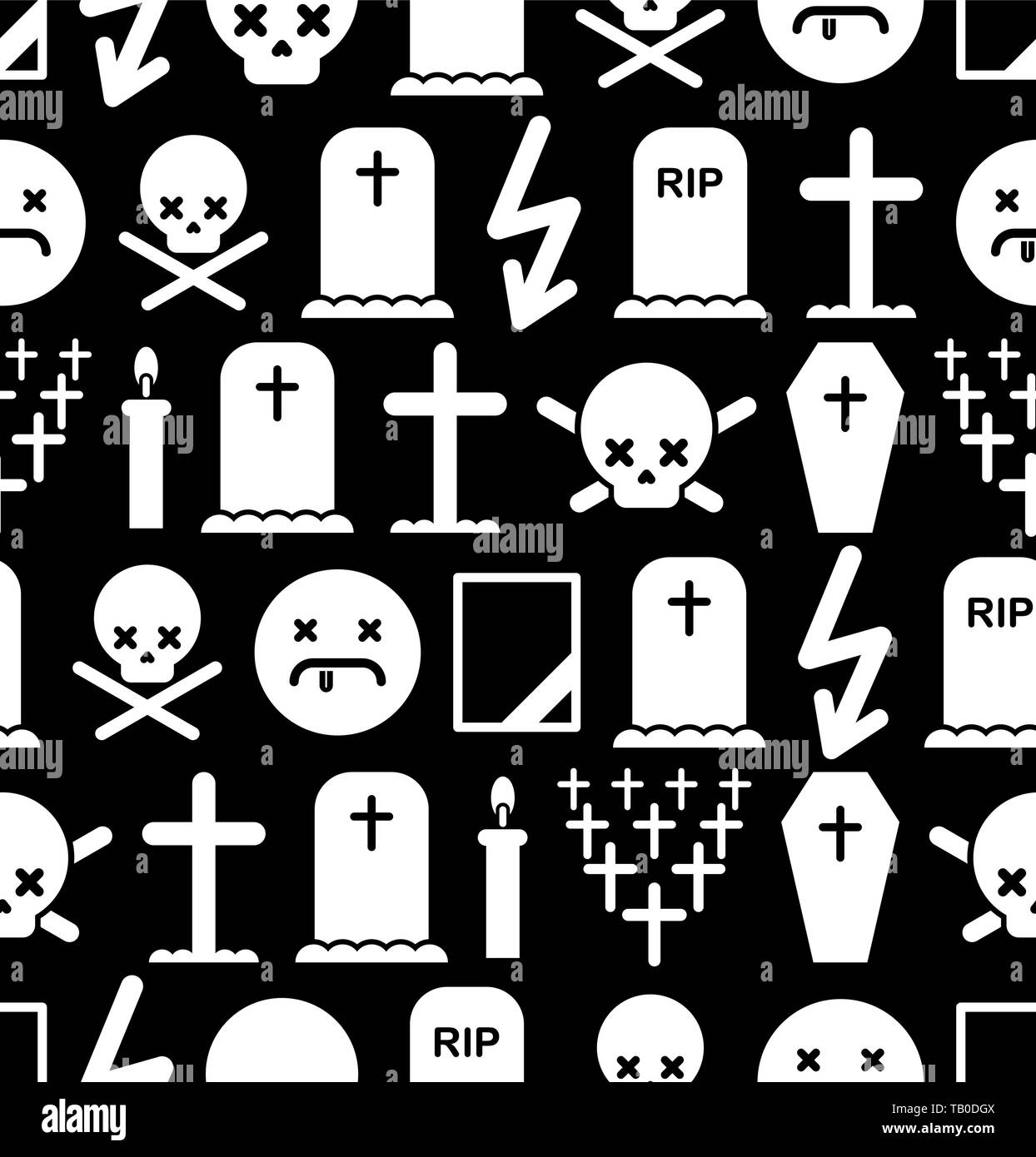 Death pattern seamless. Tombstone and cross background. Cemetery and ...