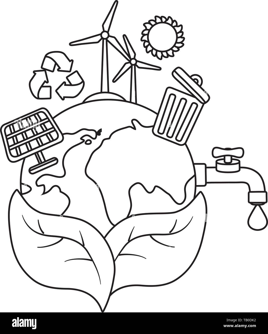 World and icon set design, Eco city save planet think green and recycle ...