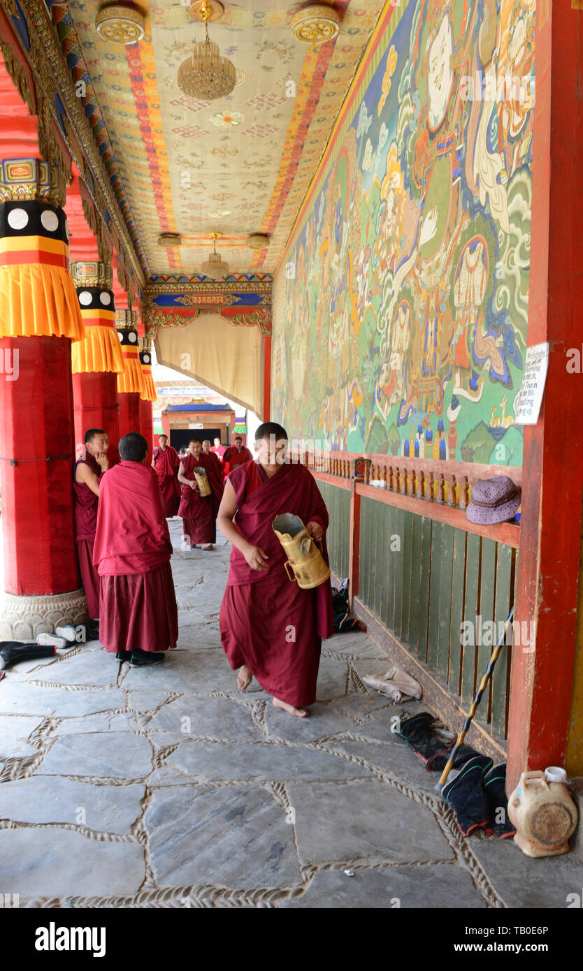 Tibetan monks at a ceremony in Labrang monastery Stock Photo - Alamy