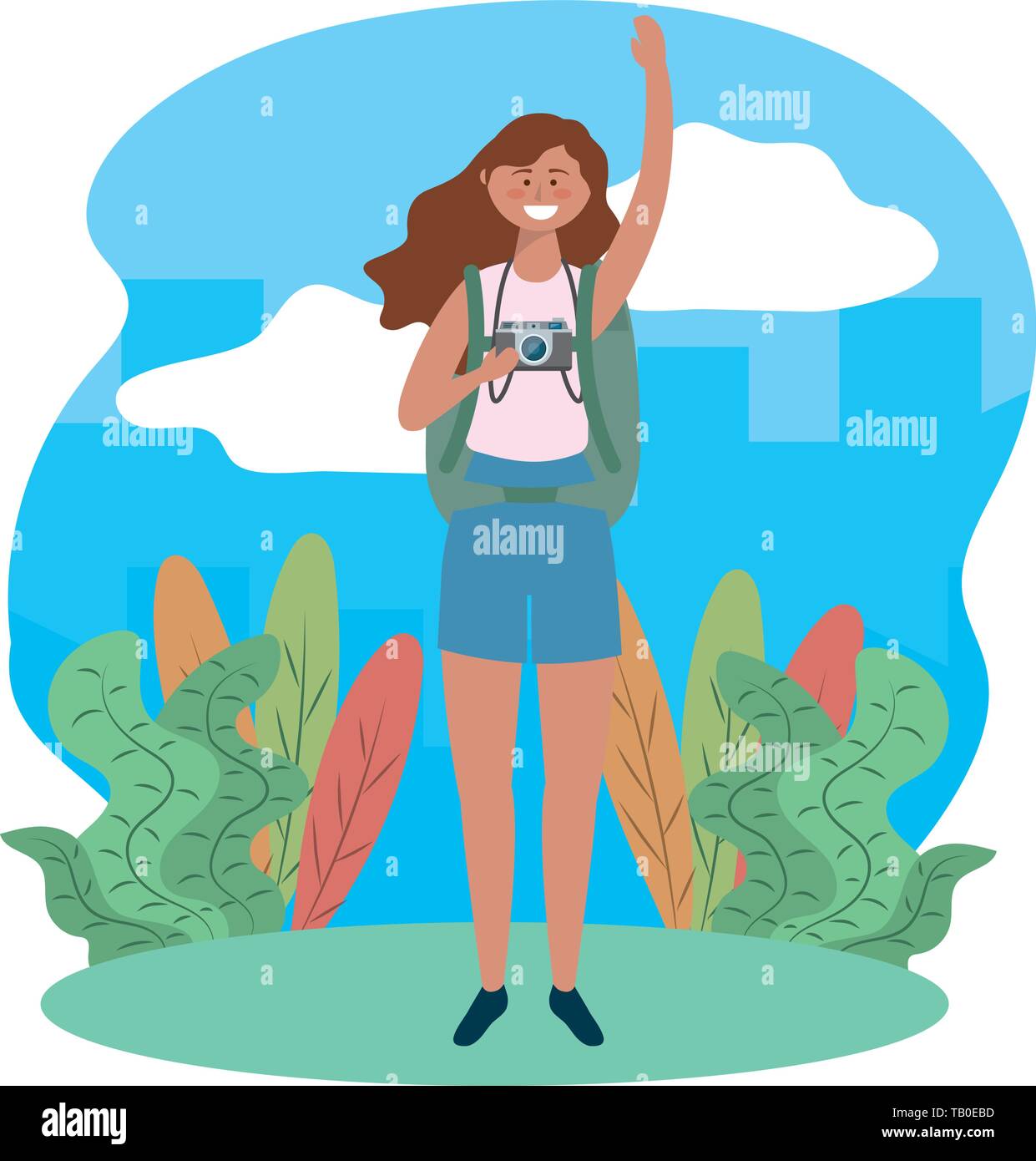 Tourist girl cartoon design, Travel trip vacation tourism and journey ...