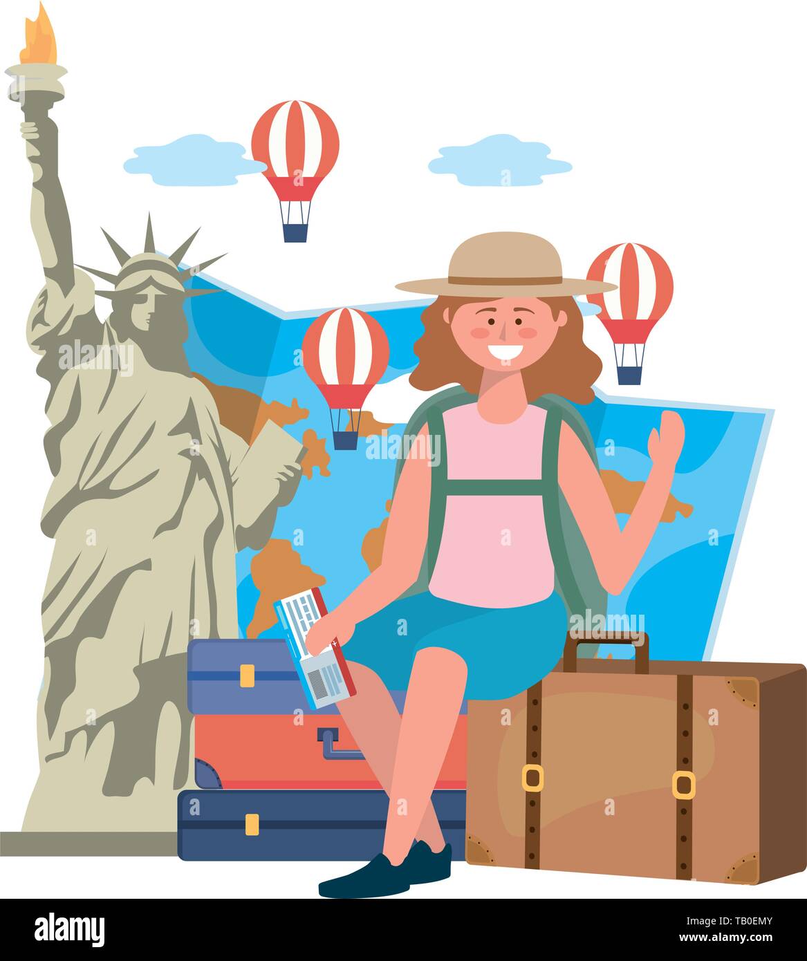 Statue of Liberty in New York design, Travel trip vacation tourism and ...