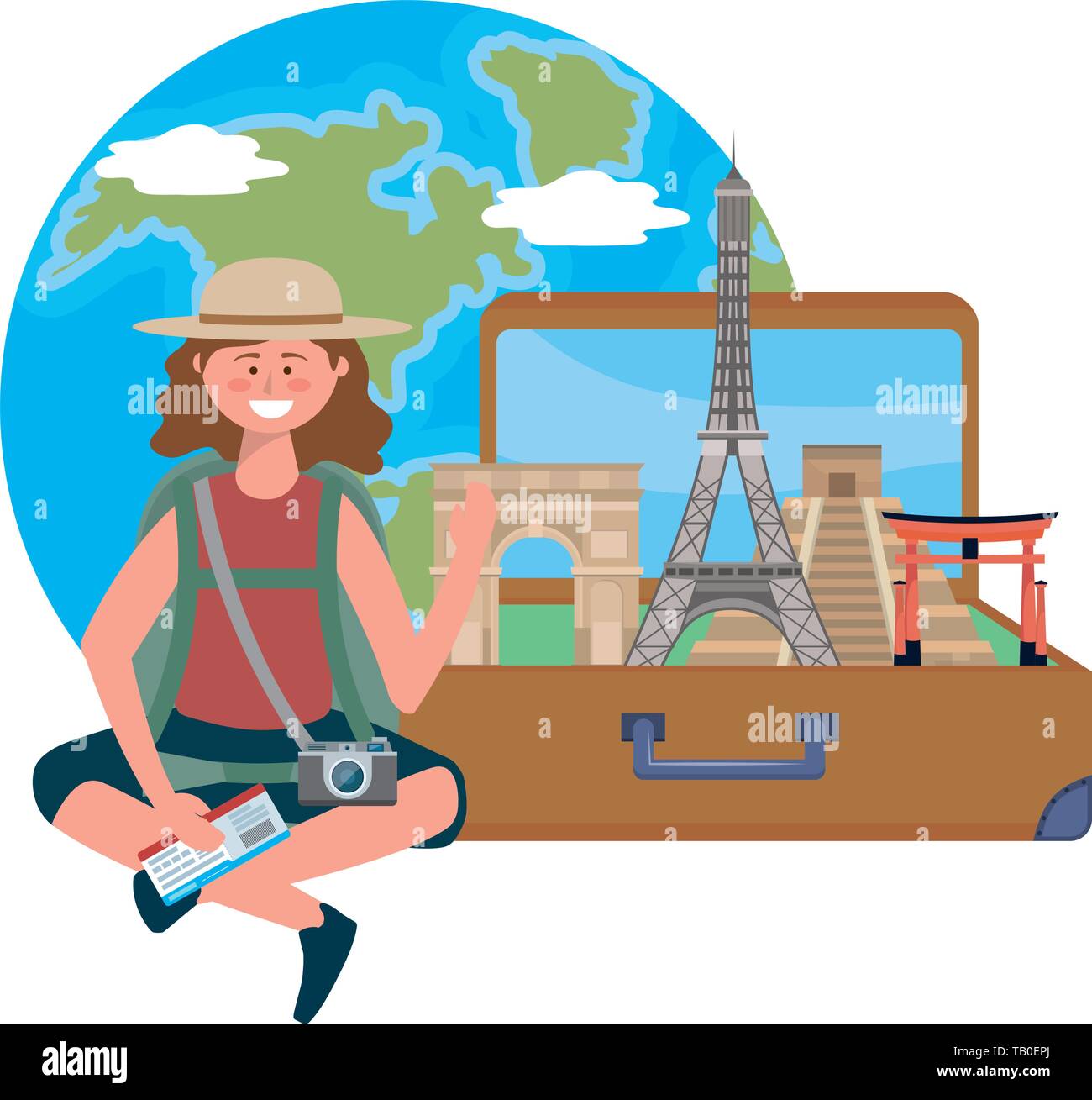 Tourist girl cartoon design, Travel trip vacation tourism and journey ...