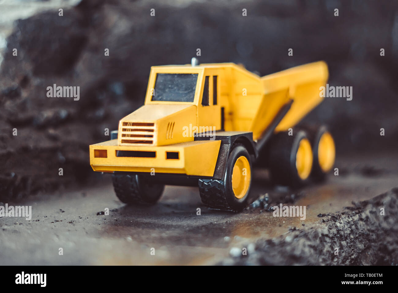 toy truck in the scenery of coal mining Stock Photo - Alamy