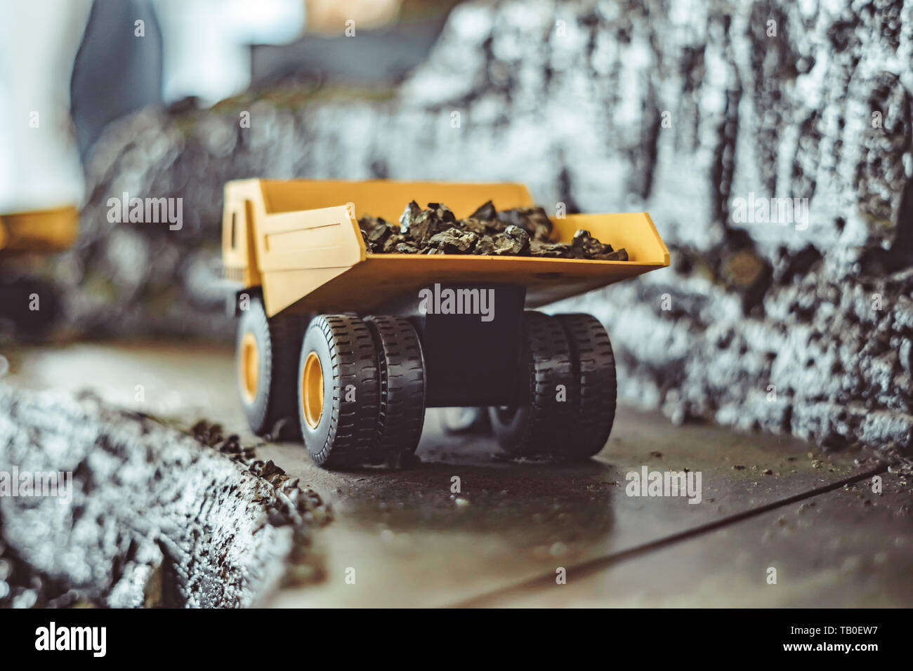 toy truck in the scenery of coal mining Stock Photo - Alamy