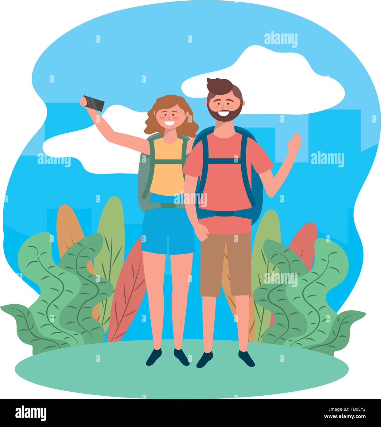 Tourist boy and girl cartoons design, Travel trip vacation tourism and ...