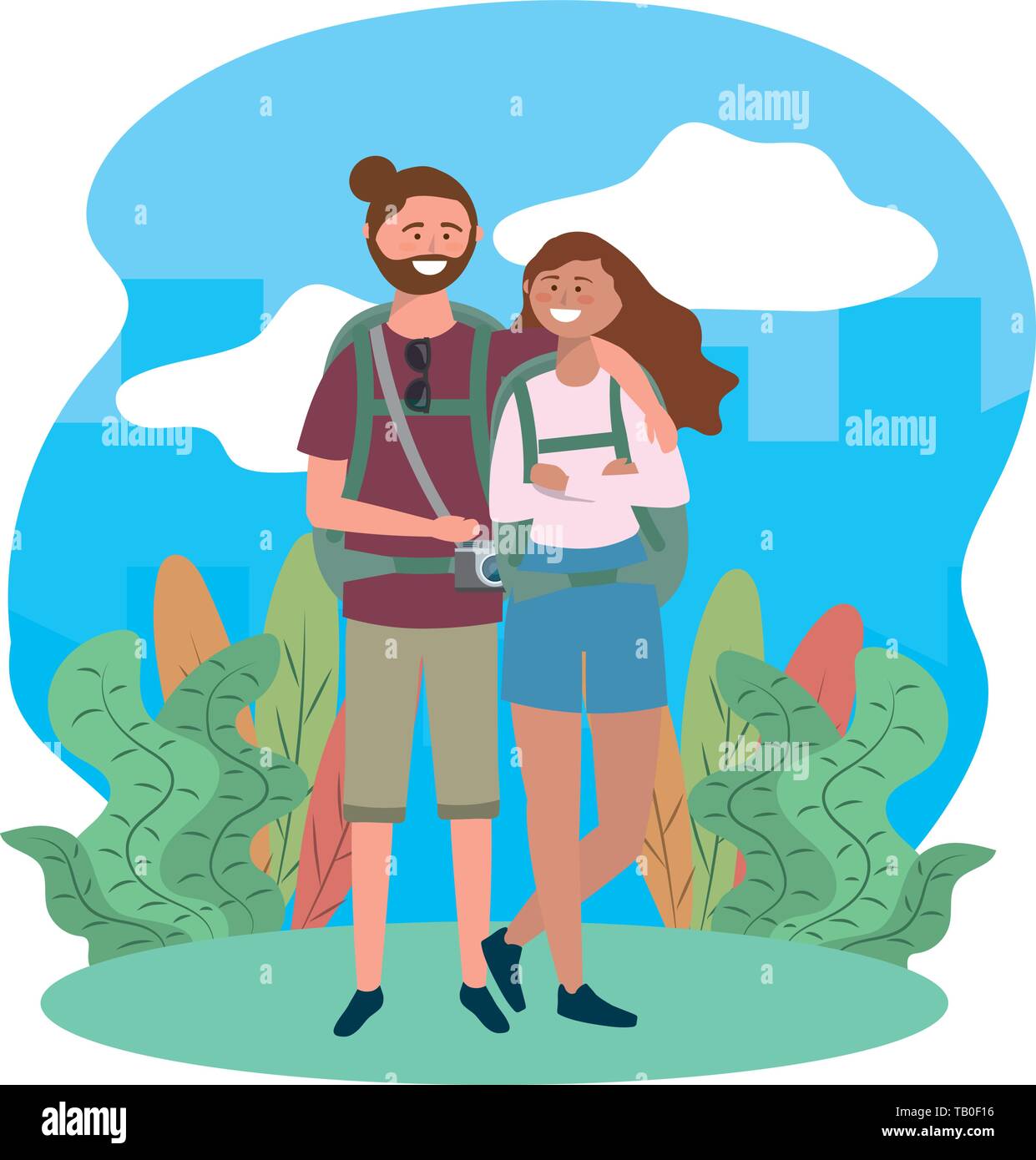 Tourist boy and girl cartoons design, Travel trip vacation tourism and ...