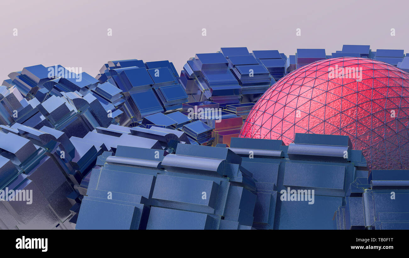Abstract futuristic three-dimensional background of different 3d shapes ...