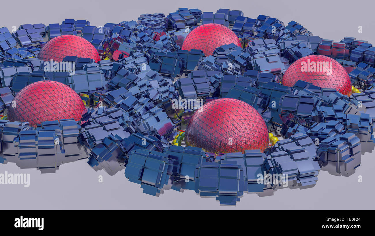 Abstract futuristic three-dimensional background of different 3d shapes ...