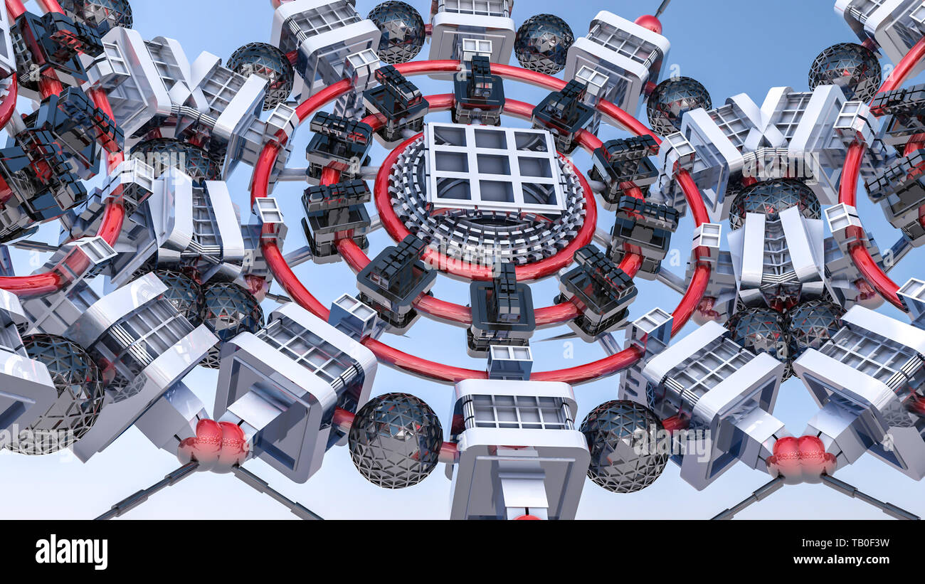 Abstract futuristic three-dimensional background of different 3d shapes ...