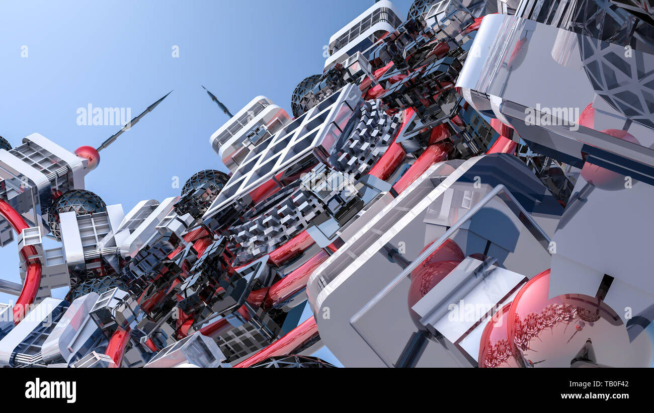 Abstract futuristic three-dimensional background of different 3d shapes ...
