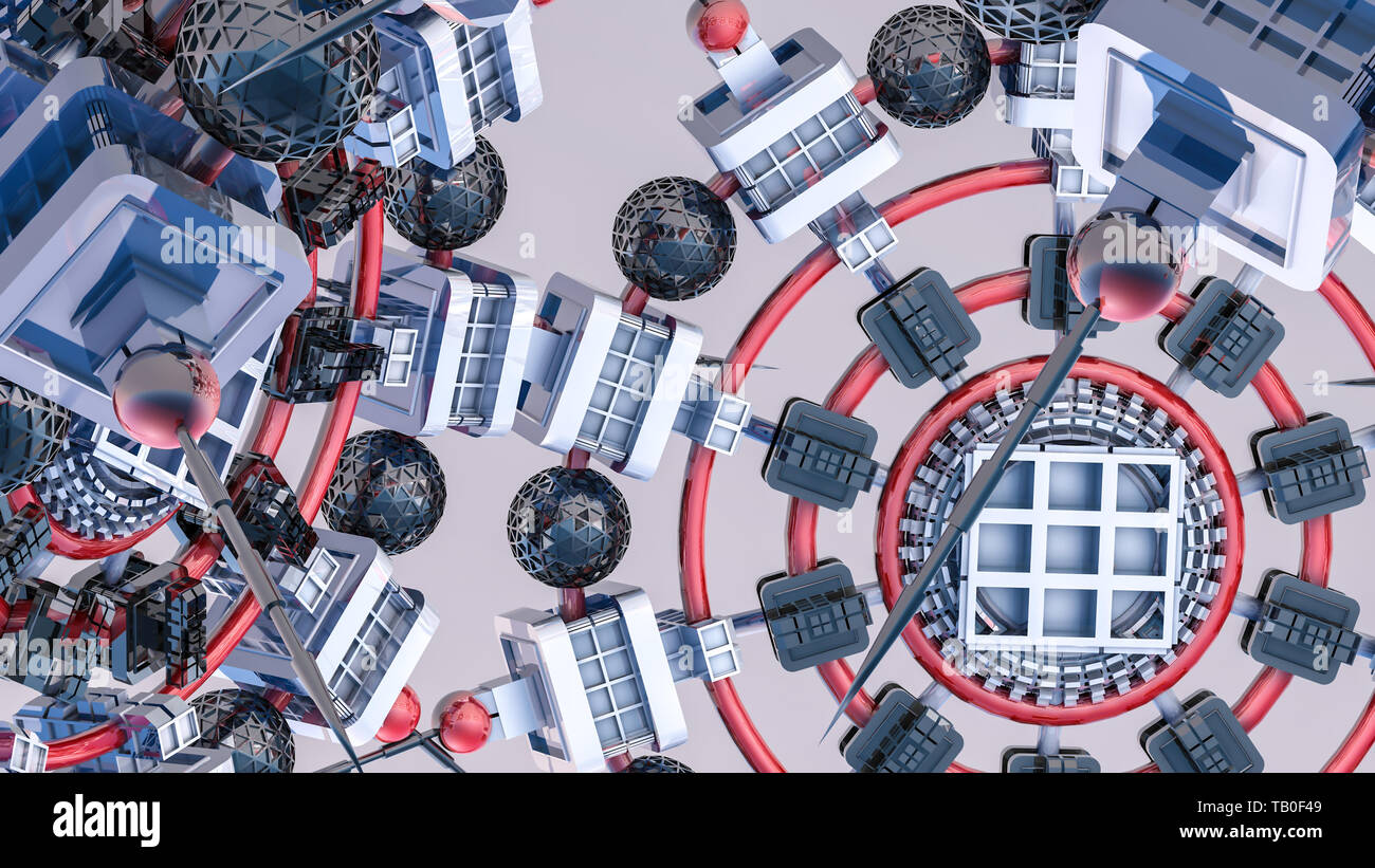 Abstract futuristic three-dimensional background of different 3d shapes ...