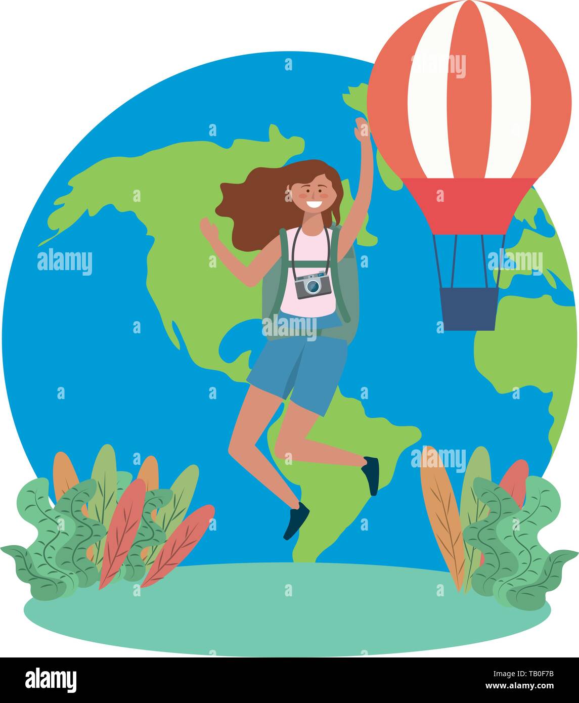 Tourist girl cartoon design, Travel trip vacation tourism and journey ...