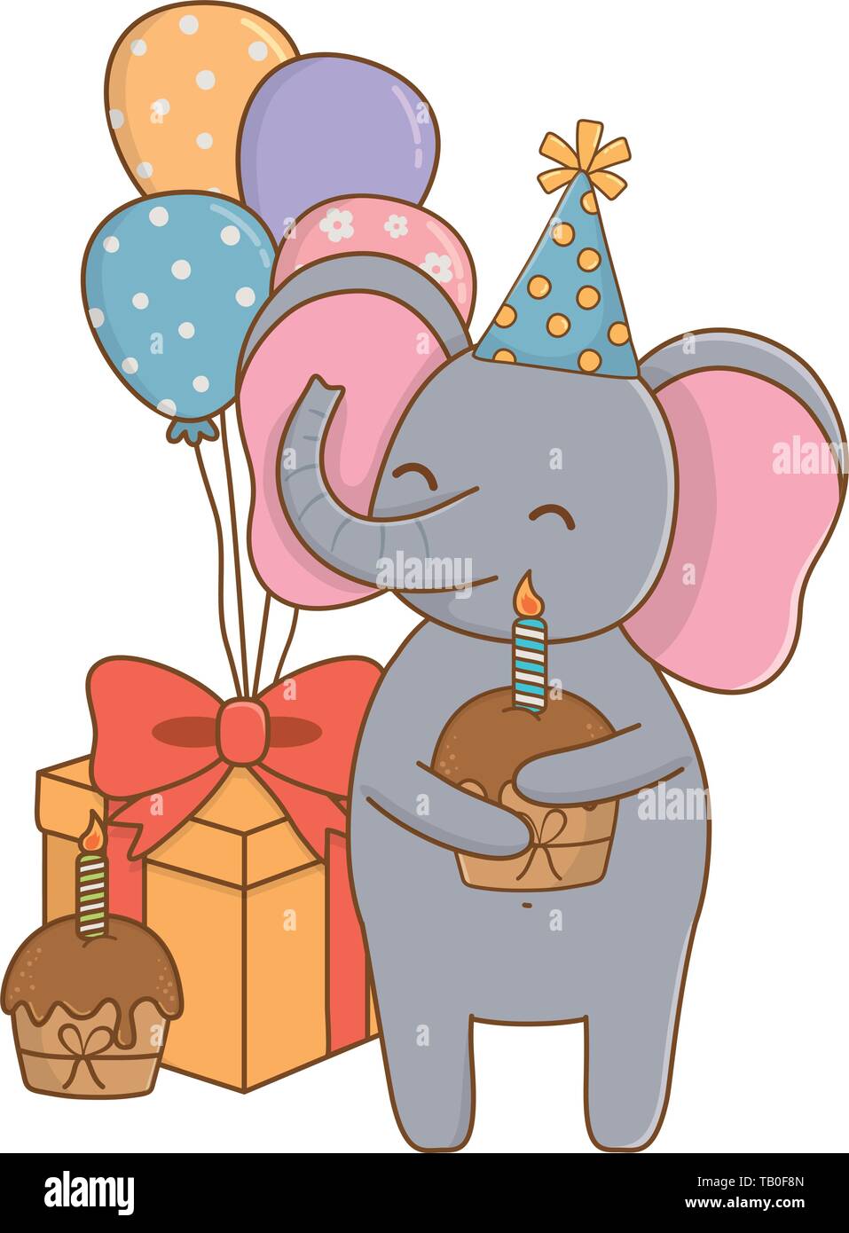 Elephant cartoon design, Animal happy birthday celebration decoration ...