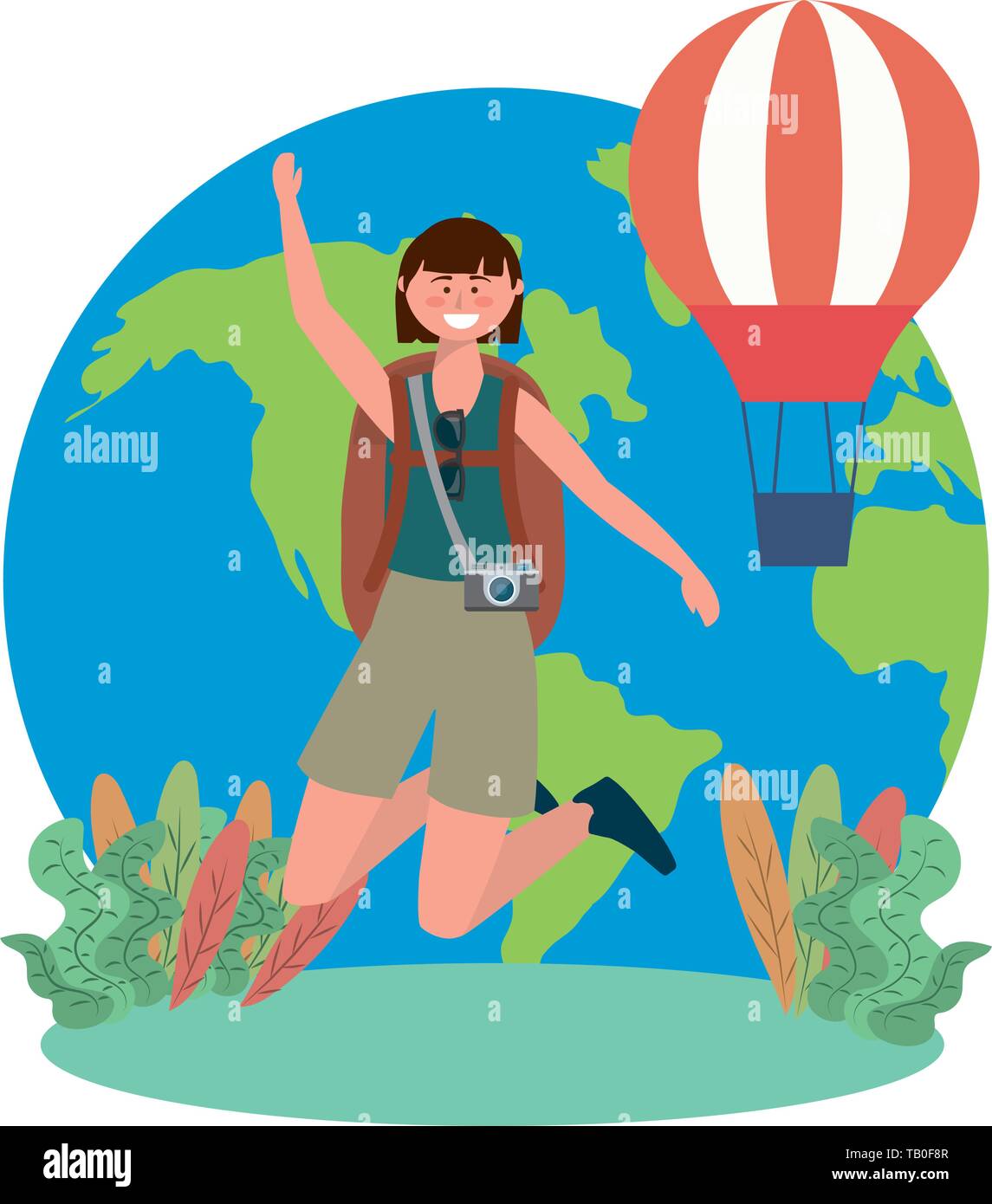 Tourist girl cartoon design, Travel trip vacation tourism and journey ...