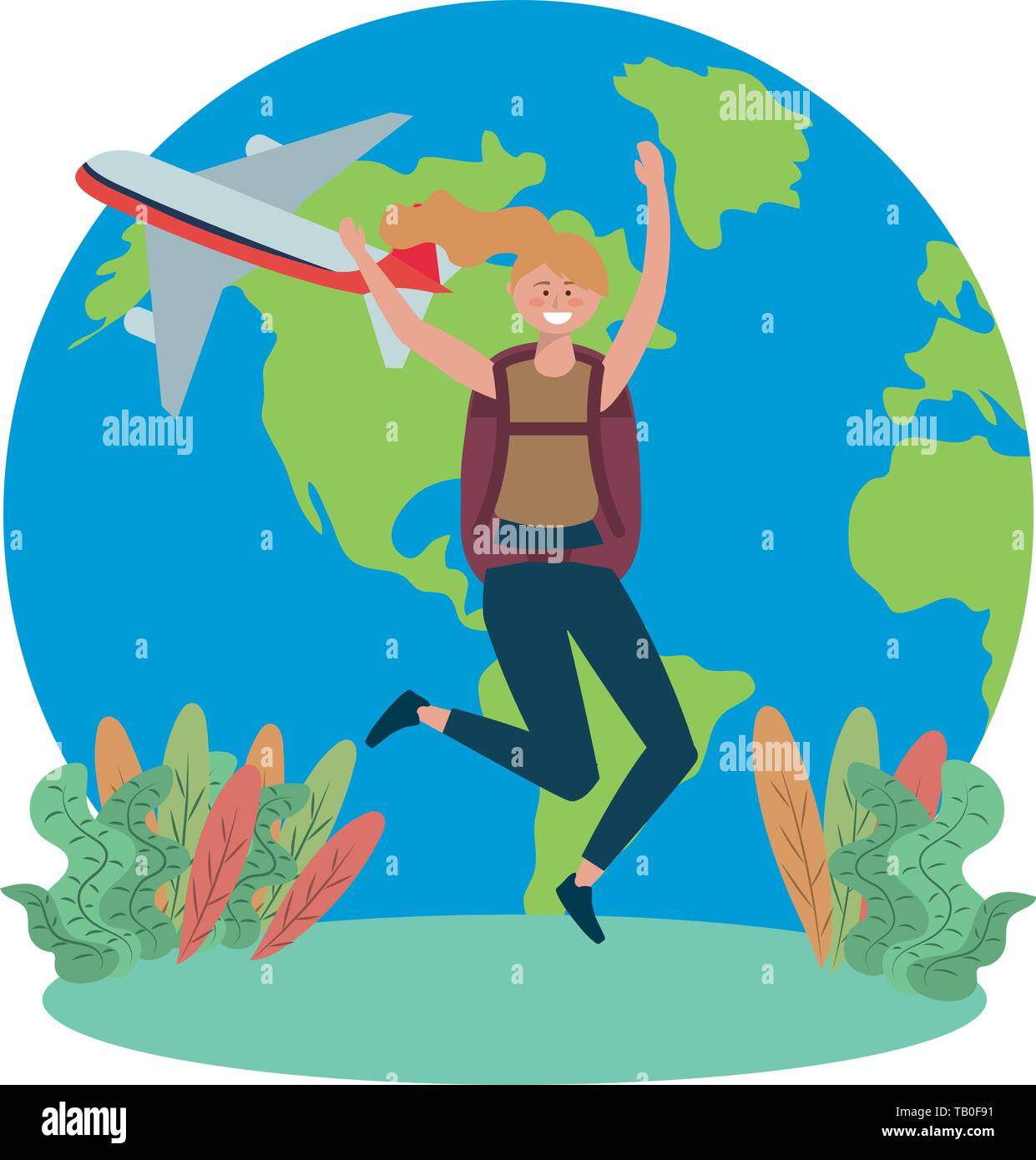 Tourist girl cartoon design, Travel trip vacation tourism and journey ...