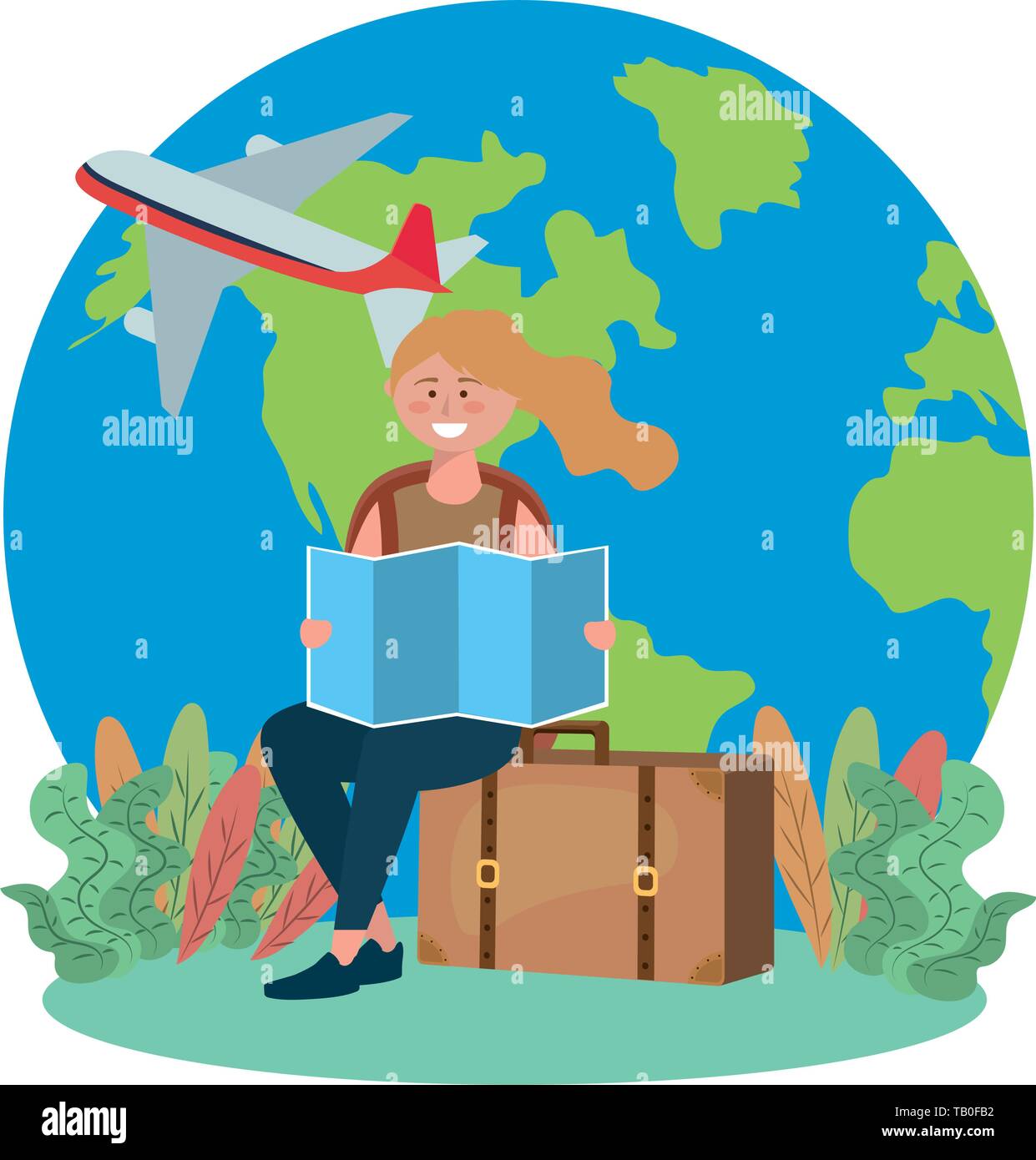 Tourist girl cartoon design, Travel trip vacation tourism and journey ...