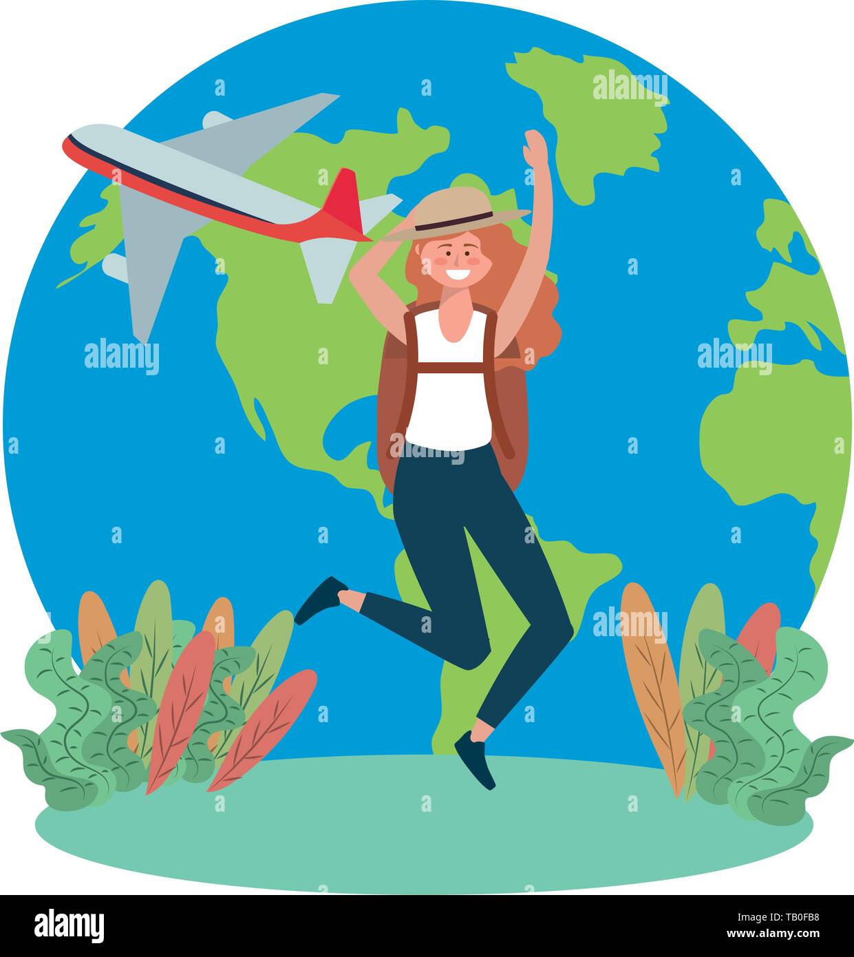 Tourist girl cartoon design, Travel trip vacation tourism and journey ...