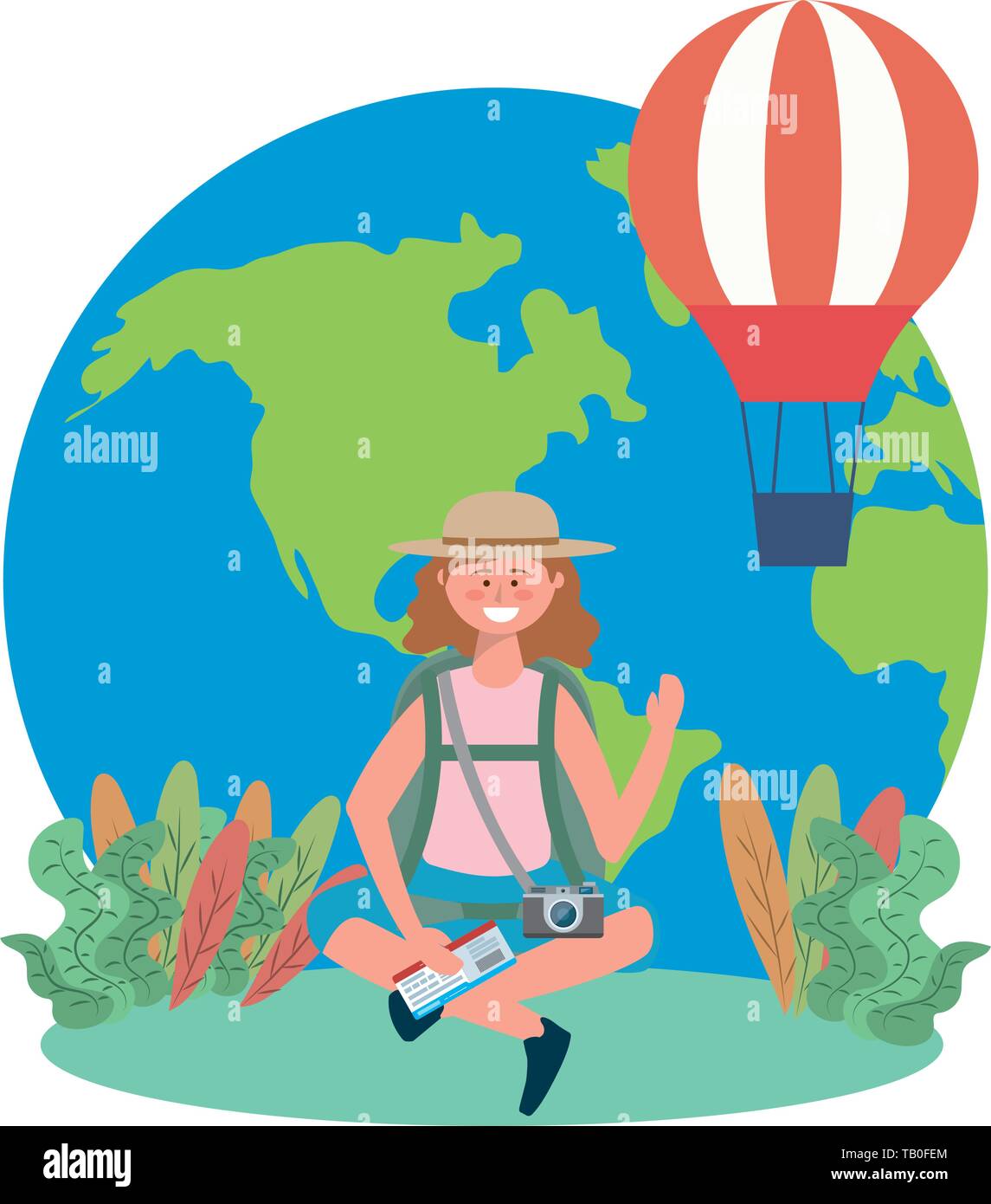 Tourist girl cartoon design, Travel trip vacation tourism and journey ...