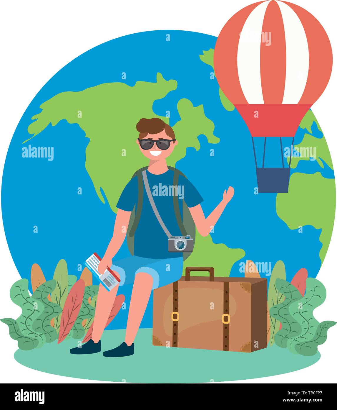 Tourist boy cartoon design, Travel trip vacation tourism and journey ...