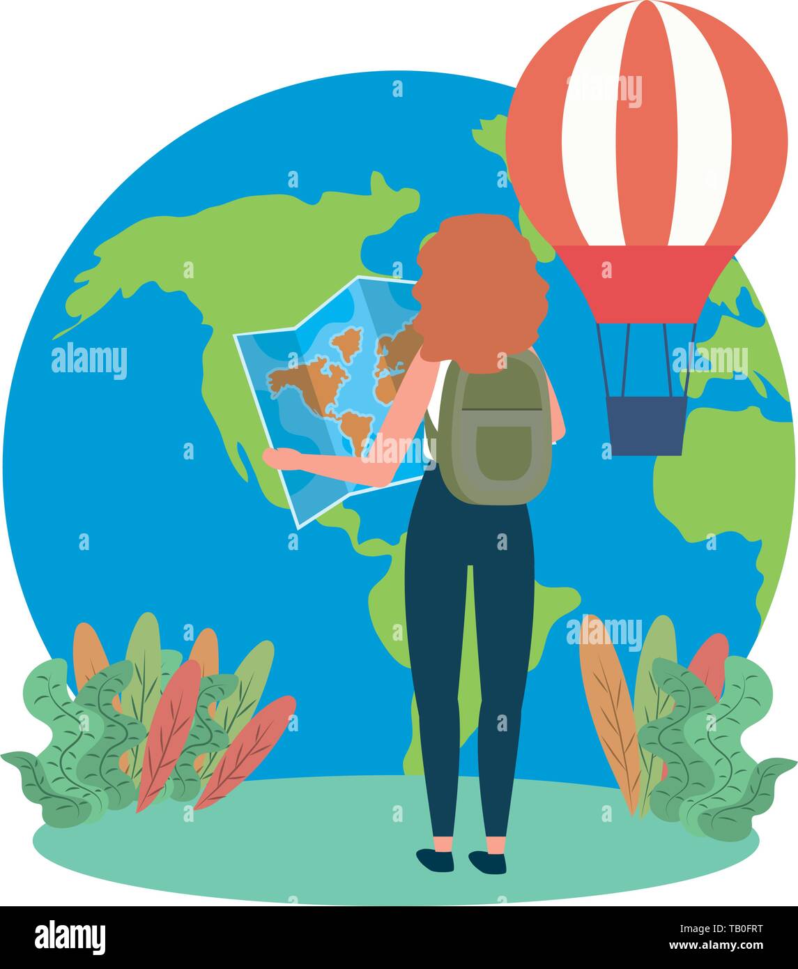 Tourist girl cartoon design, Travel trip vacation tourism and journey ...