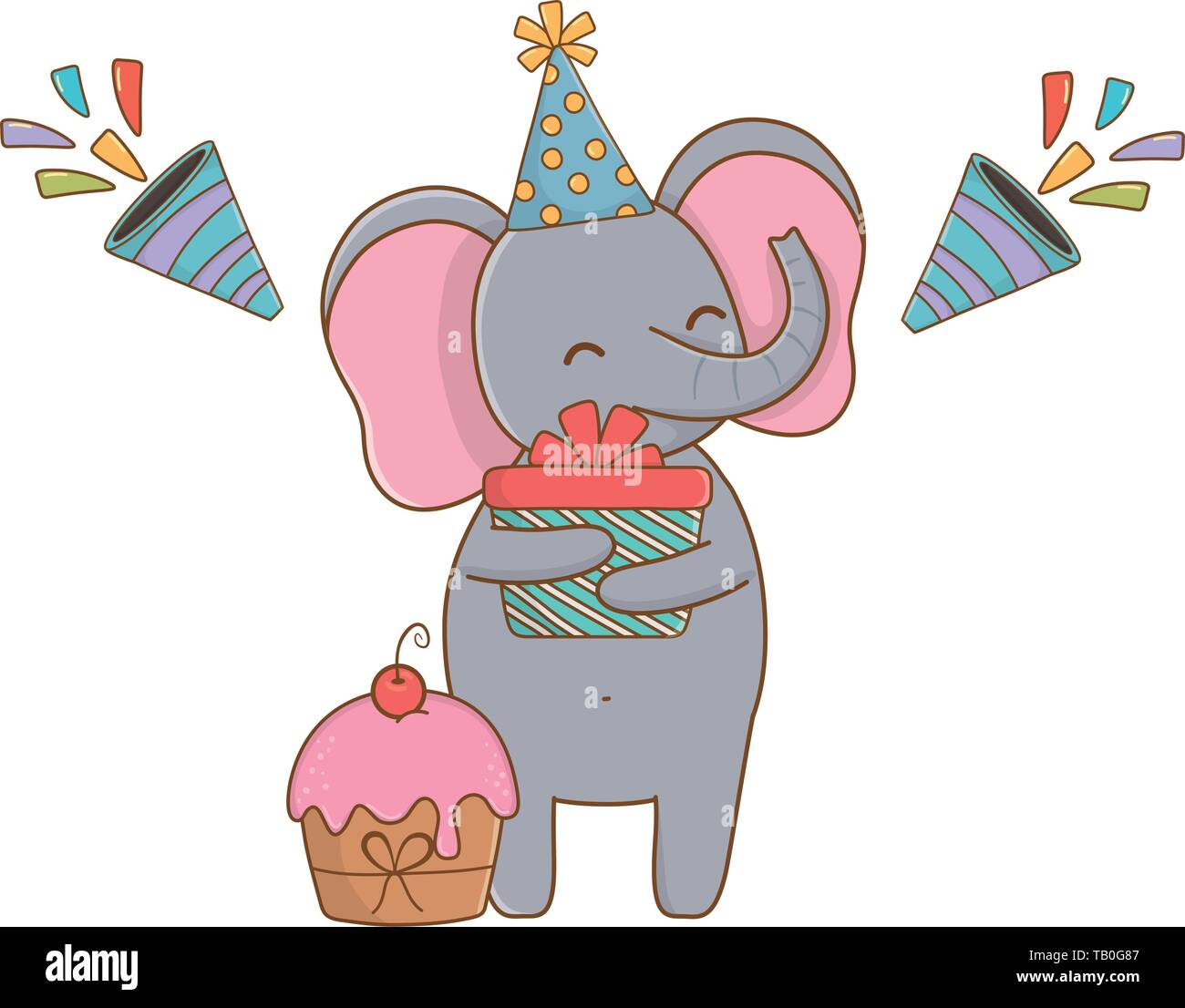Elephant cartoon design, Animal happy birthday celebration decoration ...