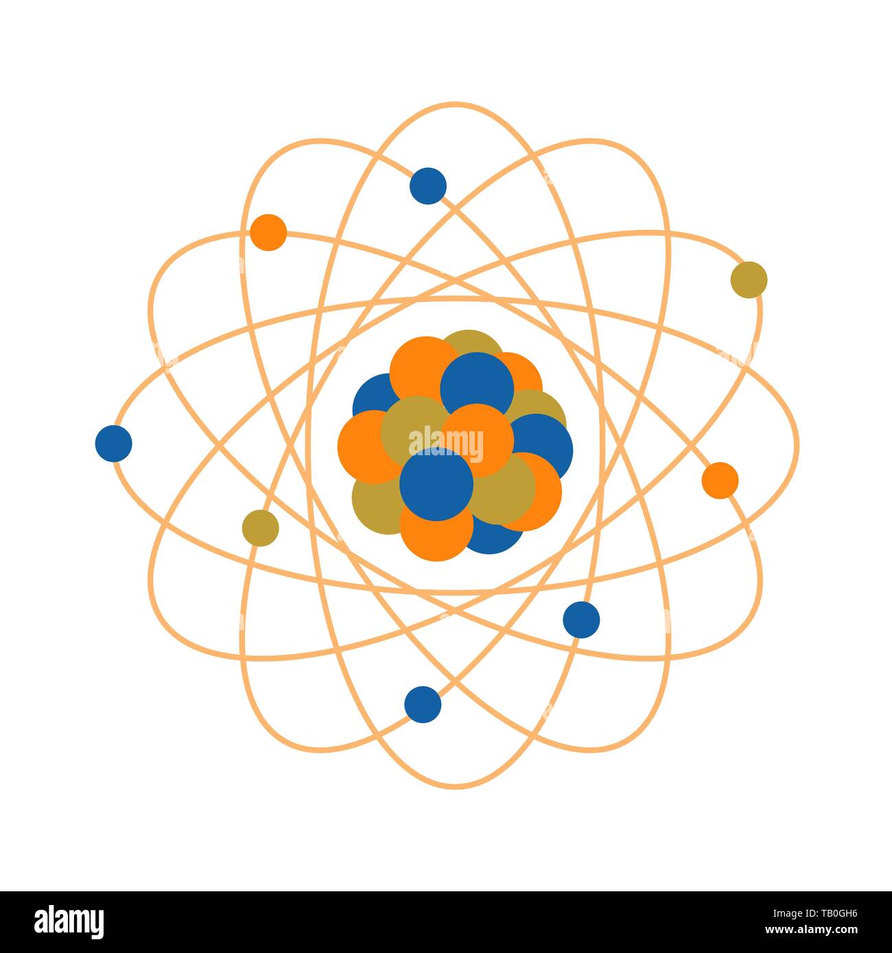 Vector illustration with atomic structure. Print with symbol of nuclear ...