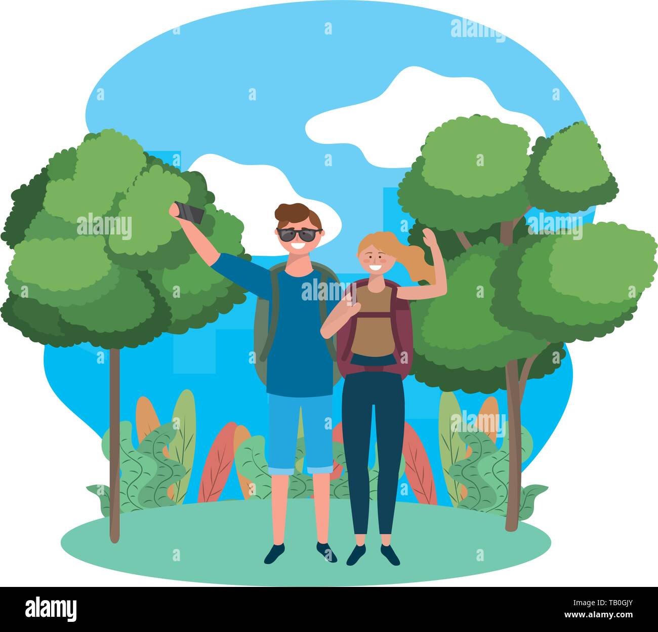 Tourist boy and girl cartoons design, Travel trip vacation tourism and ...