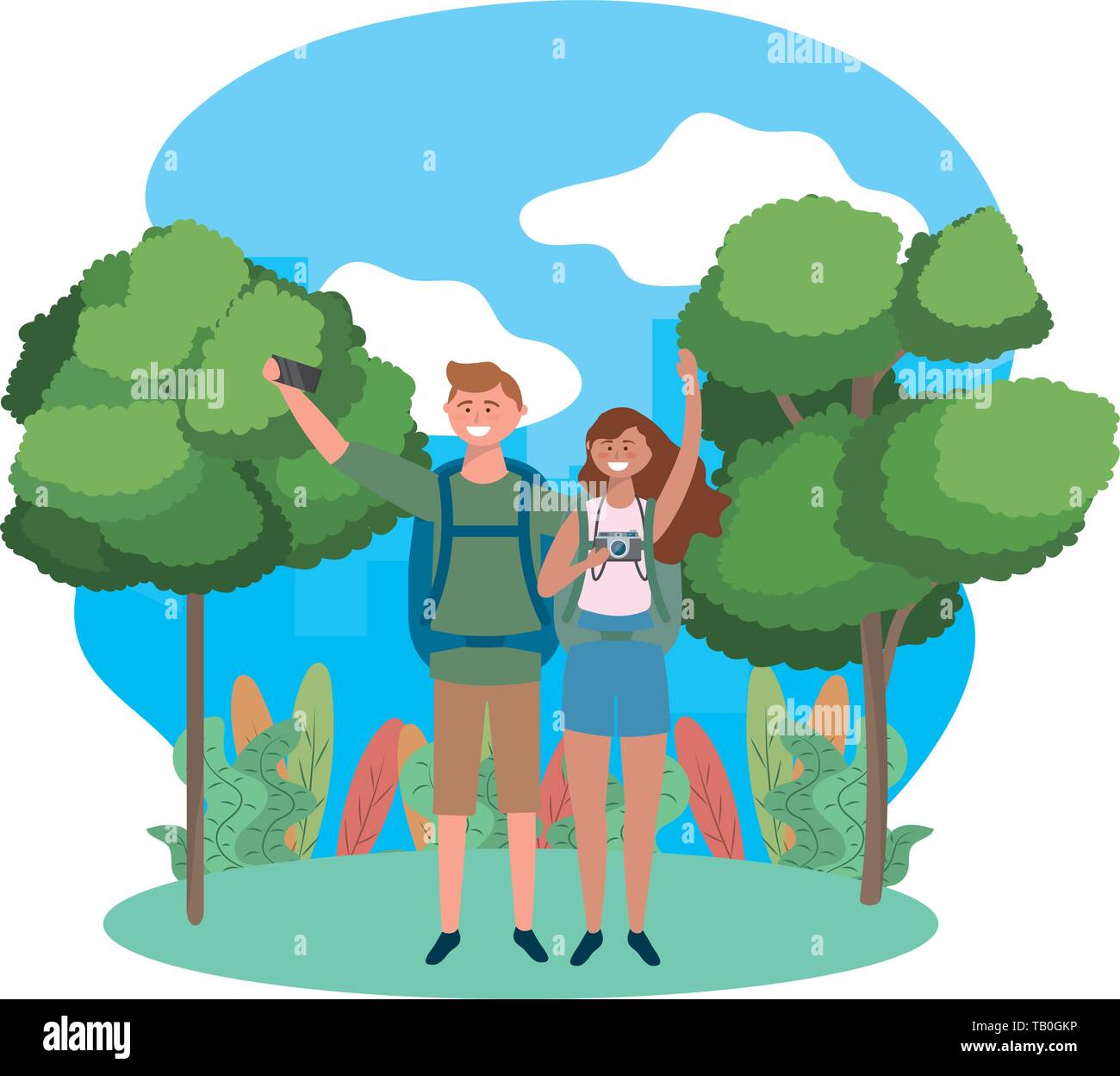 Tourist boy and girl cartoons design, Travel trip vacation tourism and ...